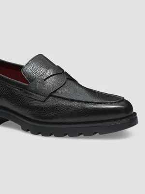 Santoni Rock Lug Sole Leather Penny Loafers