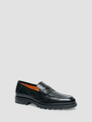Santoni Rock Lug Sole Leather Penny Loafers
