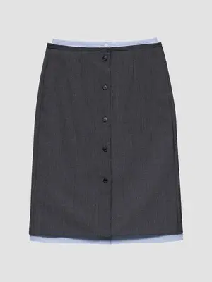 Prada Light Mohair And Chambray Skirt - Grey
