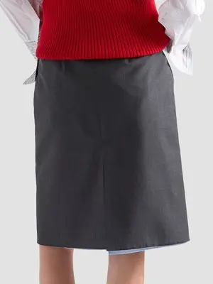 Prada Light Mohair And Chambray Skirt