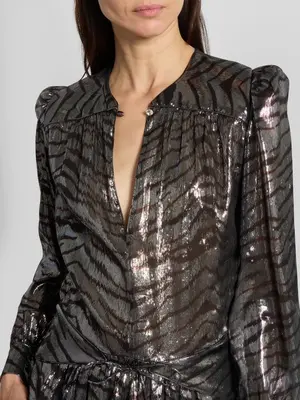 Isabel Marant Étoile Felby Metallic Zebra Silk-blend Maxi Dress