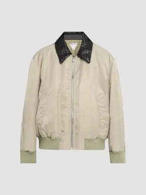 Bottega Veneta Intercciato Leather Collar Jacket