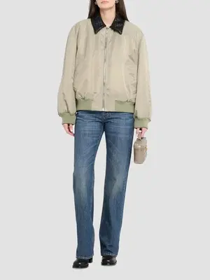 Bottega Veneta Intercciato Leather Collar Jacket