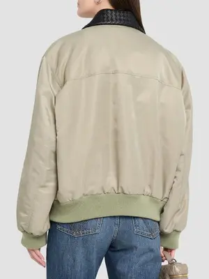 Bottega Veneta Intercciato Leather Collar Jacket