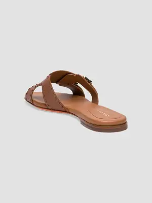 Santoni Leather Buckle Slip-on Sandals