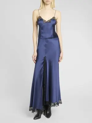 Isabel Marant Étoile Alexandra Silk Slip Maxi Skirt - Midnight