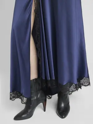 Isabel Marant Étoile Alexandra Silk Slip Maxi Skirt - Midnight