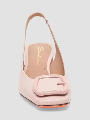 Santoni Lemon 50mm Buckle-detailed Leather Slingback Pumps