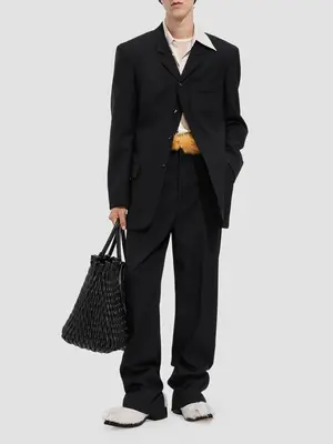 Bottega Veneta Split-back Wool Grain De Poudre Trousers