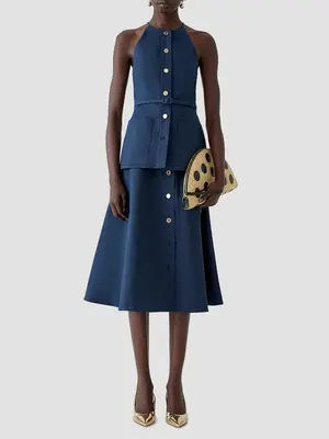 Carolina Herrera Cabana Button-front Stretch-cotton Midi-skirt