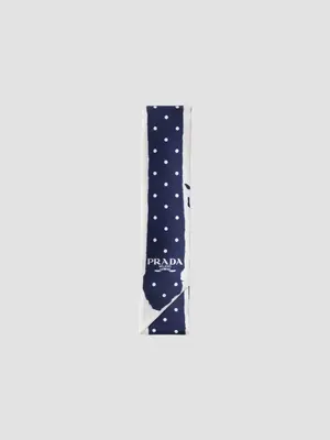Prada Printed Twill Skinny Scarf - Blue Multi