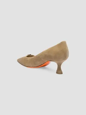 Santoni Sabine 55mm Suede Pumps - Beige