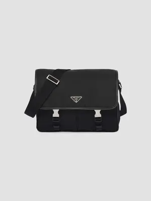 Prada Re-nylon And Saffiano Shoulder Bag - Black
