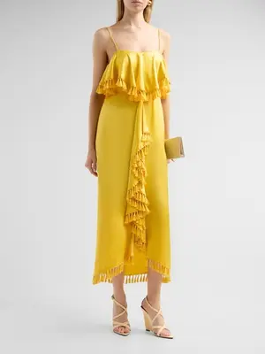 Cinq À Sept Luma Silk Fringe-trim A-line Midi Dress