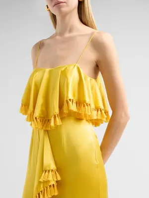 Cinq À Sept Luma Silk Fringe-trim A-line Midi Dress