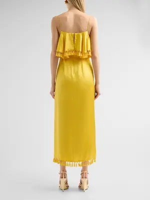 Cinq À Sept Luma Silk Fringe-trim A-line Midi Dress