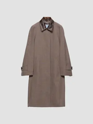 Prada Single-breasted Houndstooth Check Wool Coat - Brown