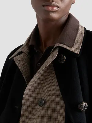 Prada Single-breasted Houndstooth Check Wool Coat - Brown