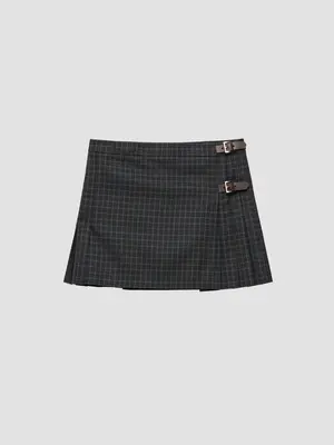 Prada Checked Wool Mini Skirt - Blue
