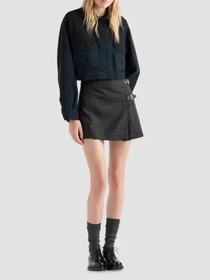 Prada Checked Wool Mini Skirt - Blue
