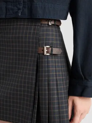 Prada Checked Wool Mini Skirt - Blue