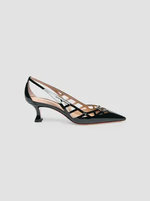 Santoni 55mm Cut-out Patent Leather Pumps - Black