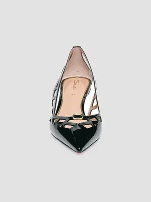 Santoni 55mm Cut-out Patent Leather Pumps - Black