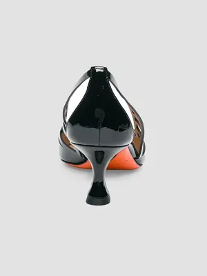 Santoni 55mm Cut-out Patent Leather Pumps - Black