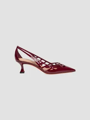 Santoni 55mm Cut-out Patent Leather Pumps - Red