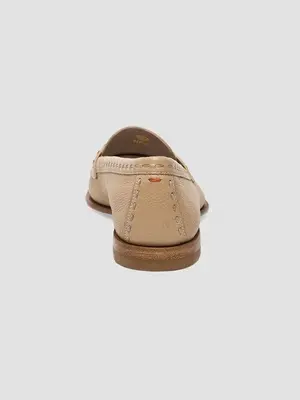 Santoni Marlene Stitched Leather Loafers - Light Brown