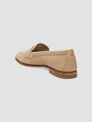 Santoni Marlene Stitched Leather Loafers - Light Brown