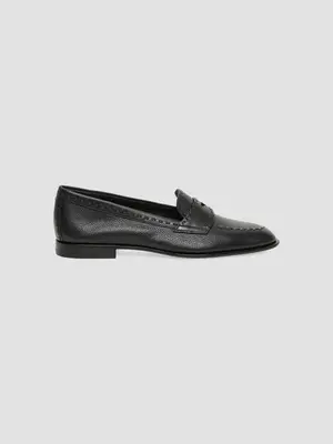 Santoni Marlene Leather Penny Loafers - Black