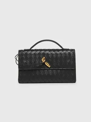 Bottega Veneta Andiamo 25 Leather Clutch - Black