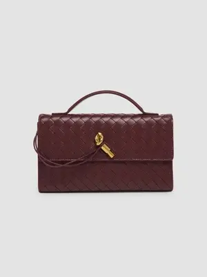Bottega Veneta Andiamo Leather Clutch - Deep Mahogany