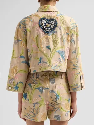 Cinq À Sept Addie Brooche Denim Jacket - Khaki Multi