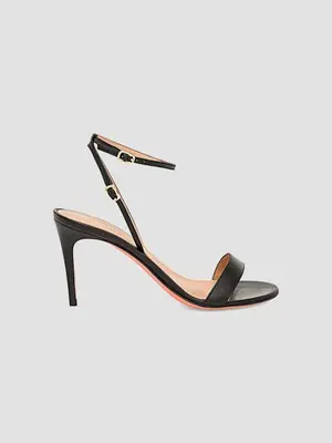 Santoni Strappy Leather Stiletto Sandals - Black