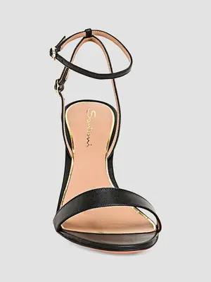 Santoni Strappy Leather Stiletto Sandals - Black