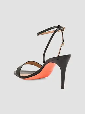 Santoni Strappy Leather Stiletto Sandals - Black