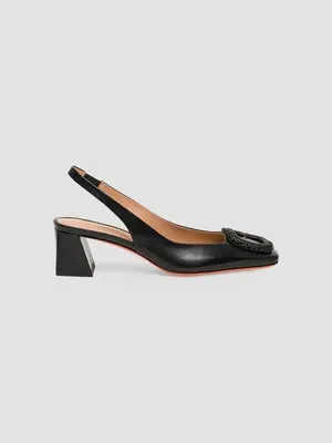 Santoni Corolle Leather Slingback Pumps - Black