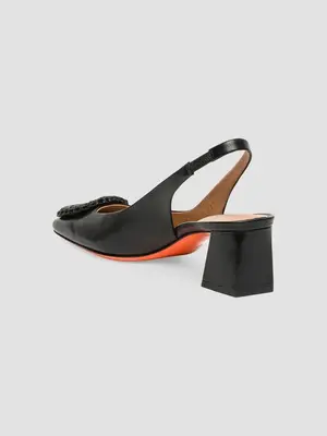 Santoni Corolle Leather Slingback Pumps - Black