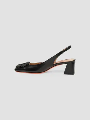 Santoni Corolle Leather Slingback Pumps - Black