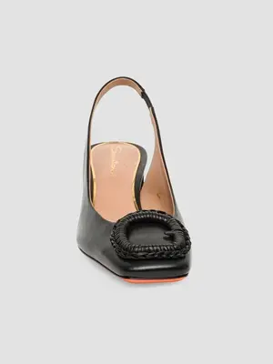 Santoni Corolle Leather Slingback Pumps - Black
