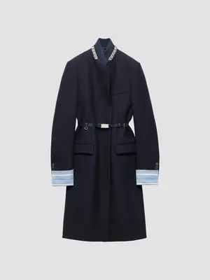 Prada Single-breasted Embroidered Double Wool Coat