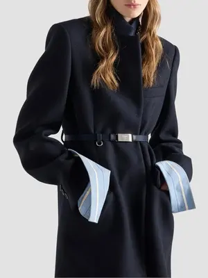Prada Single-breasted Embroidered Double Wool Coat