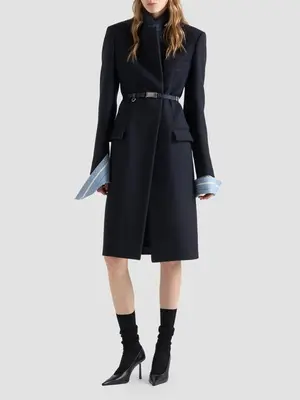 Prada Single-breasted Embroidered Double Wool Coat