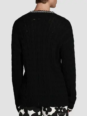 Marni Distressed Cable-knit Cotton Sweater