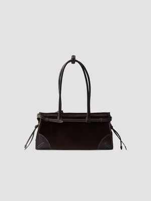 Prada Bonnie Medium Corduroy And Leather Top Handle Bag