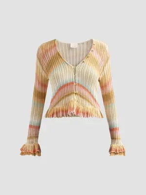 Cinq À Sept Edith Space-dyed Stripe Cardigan - Sunset Multi