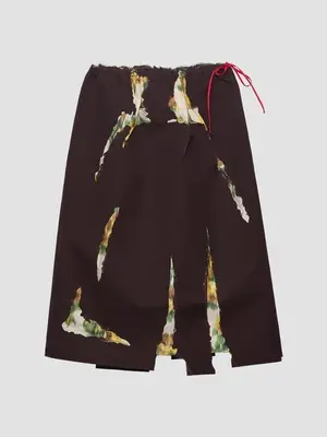 Prada Bonded Gabardine Skirt With Devore Effect - Brown