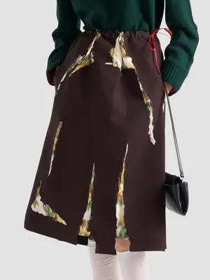 Prada Bonded Gabardine Skirt With Devore Effect